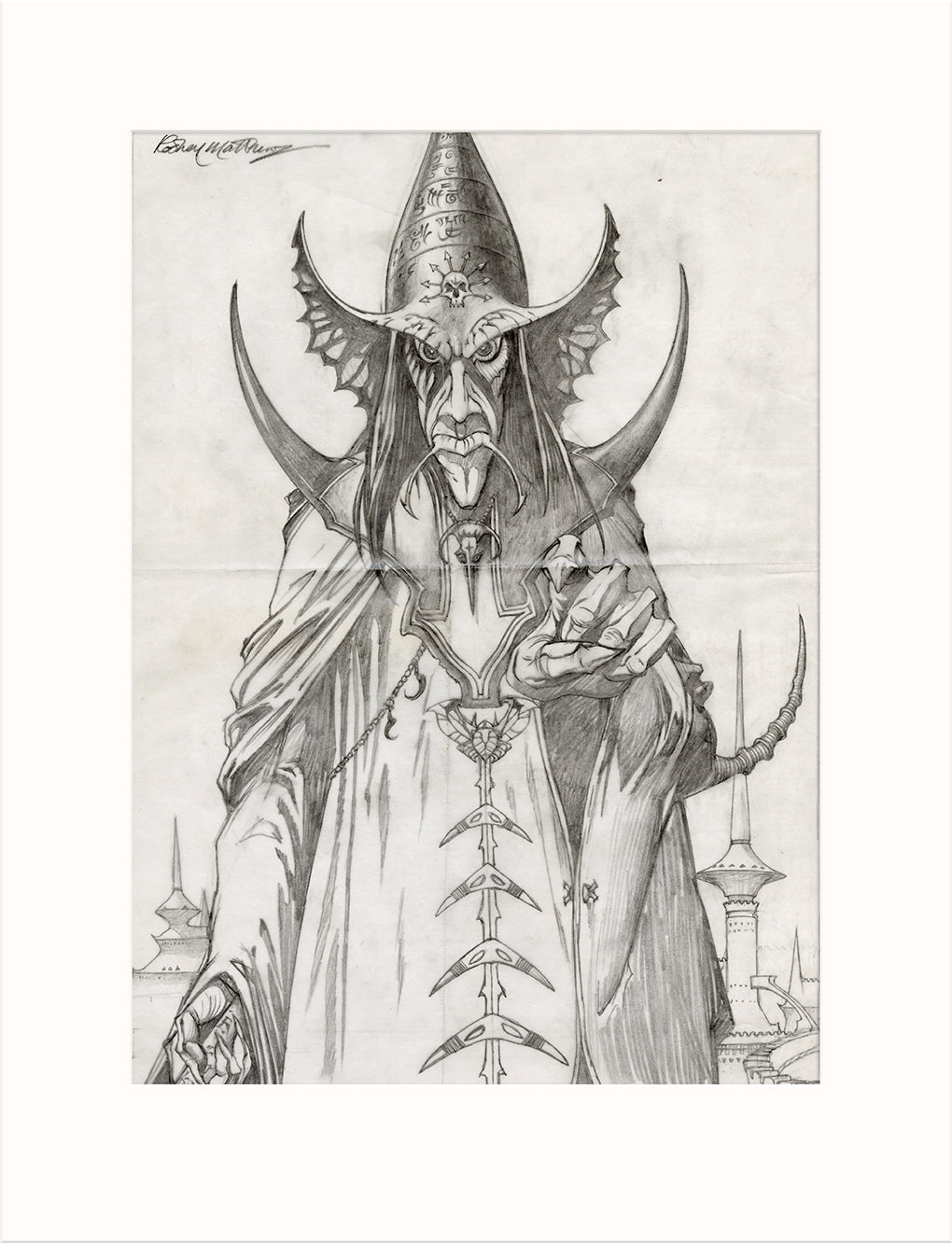Elric at the End of Time: Arioch - Lord of Chaos original pencil drawi ...