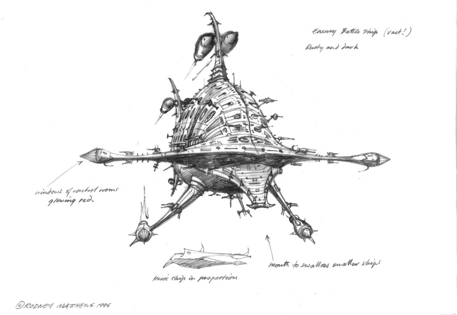 Shadow Master: Enemy Battleship original pencil drawing – Rodney ...